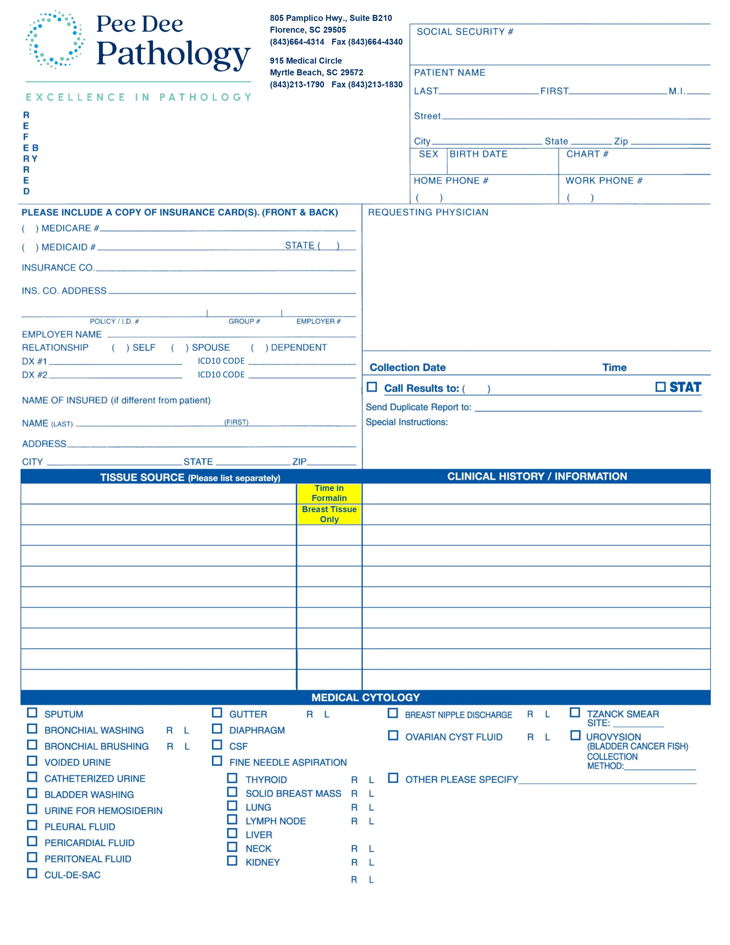 Provider Forms - Pee Dee Pathology