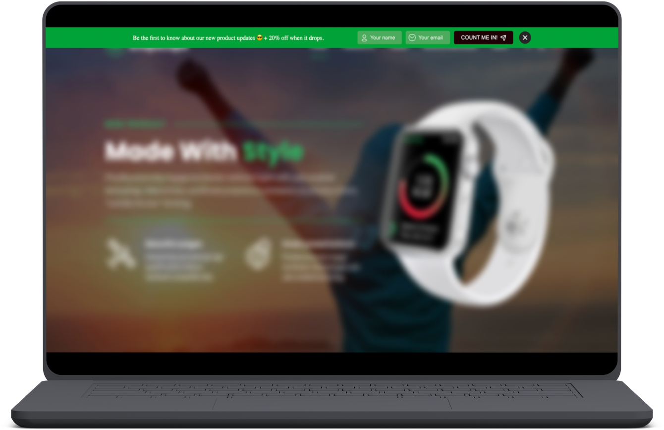 Product launch floating bar template Product launch floating bar template