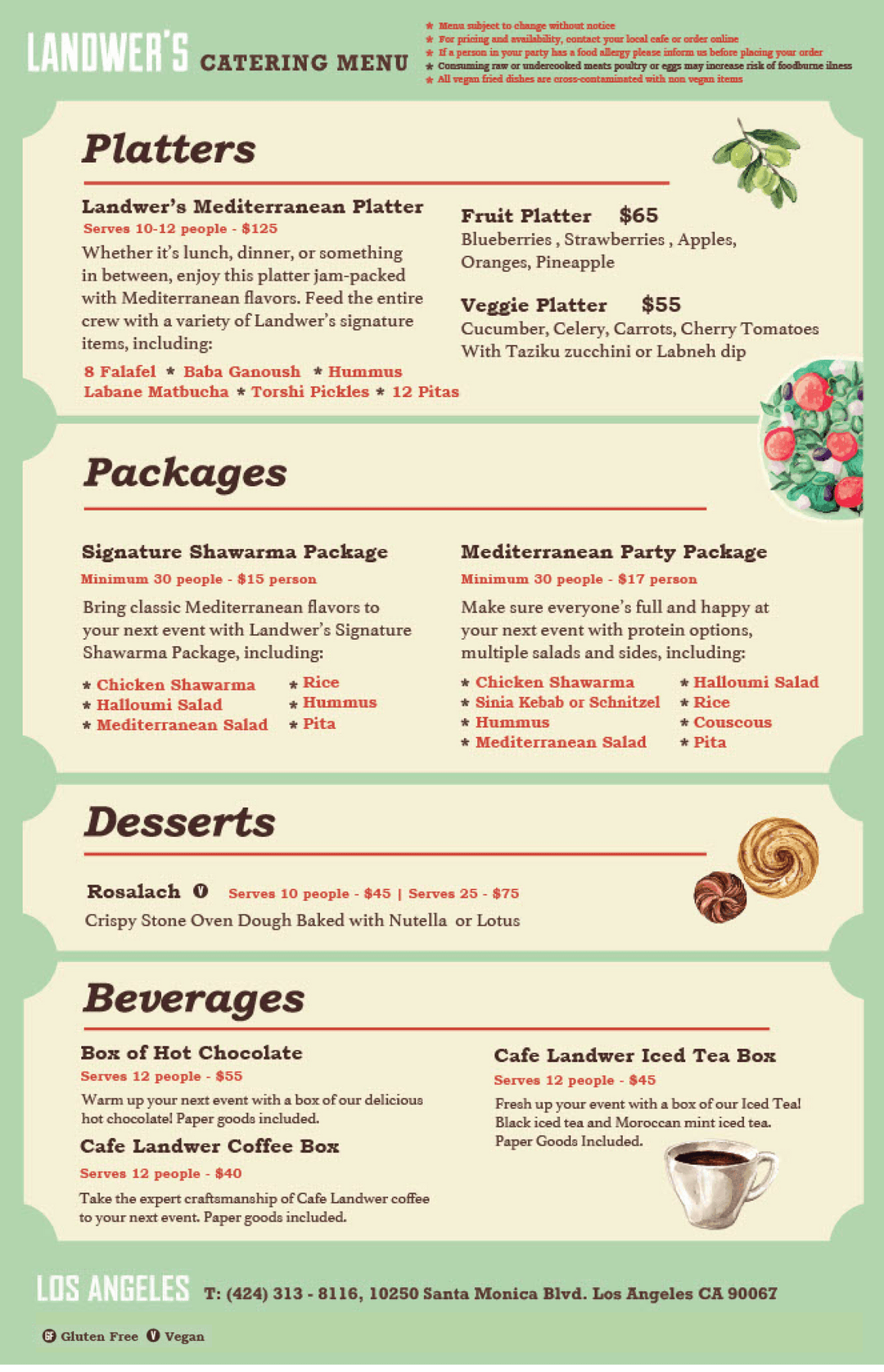 Our Menu | Landwer Cafe