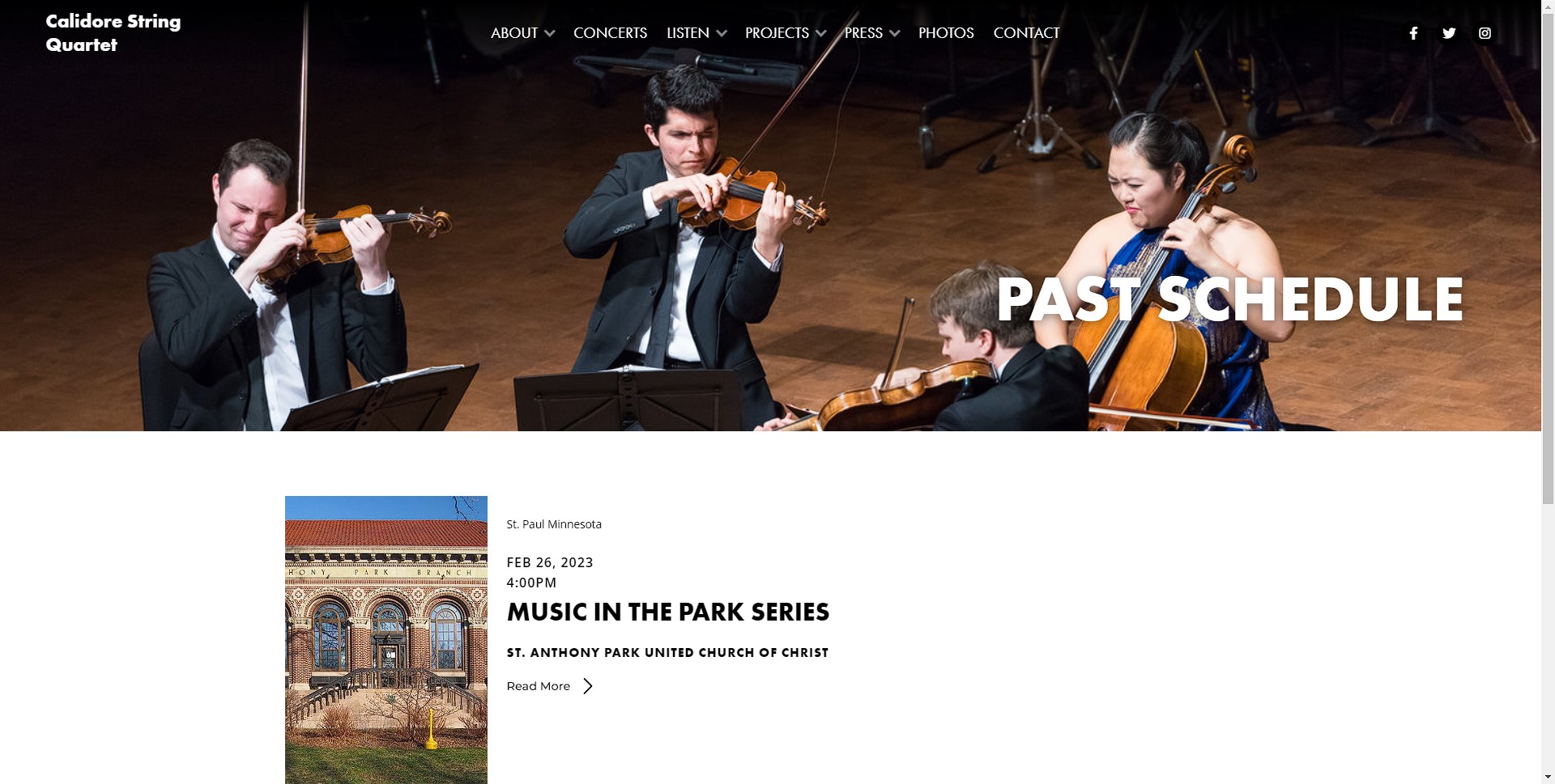 Past Schedule | Calidore String Quartet