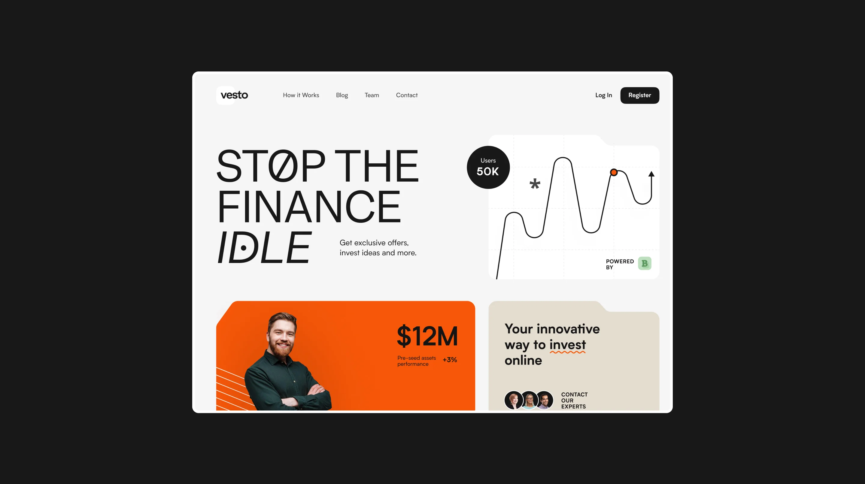 High-Contrast Design and Webflow Development for Vestox Management System | Halo Lab