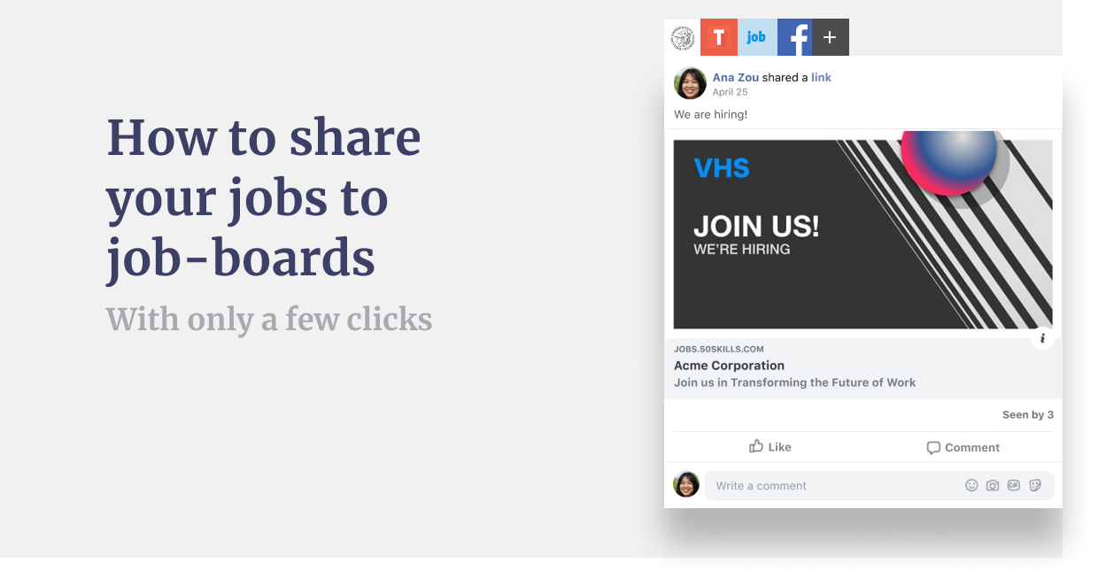 Introducing: How to share job-posts to 3rd party sites | 50skills