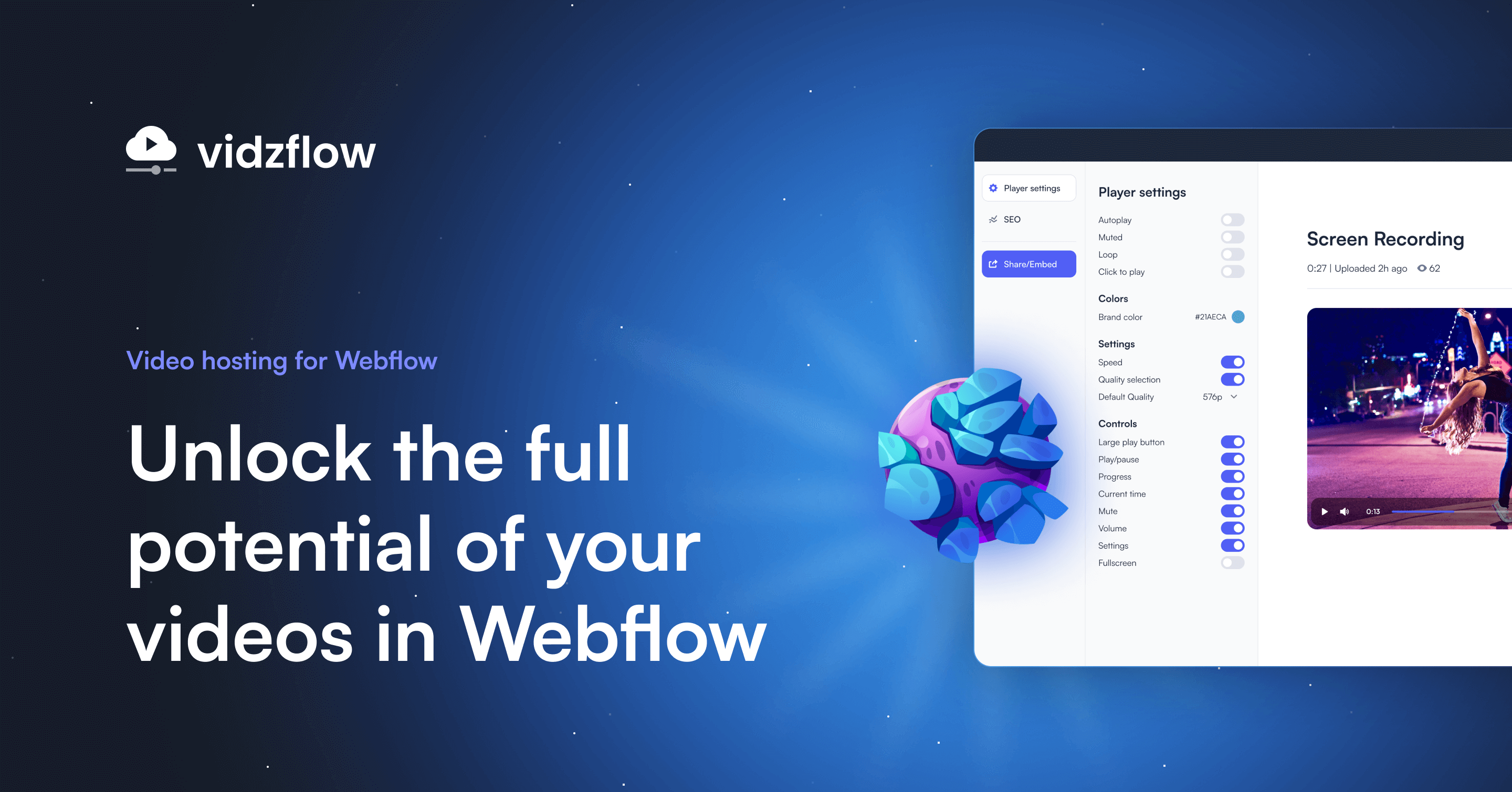 Video hosting for Webflow | Vidzflow