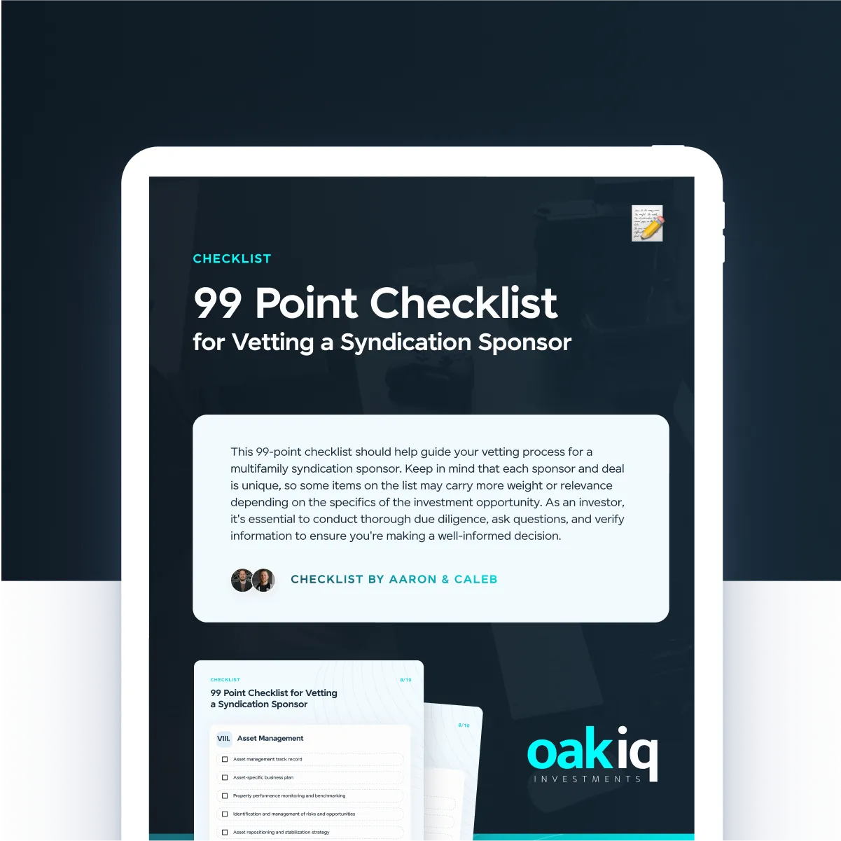 Register | 99 Point Checklist for Vetting a Syndication Sponsor