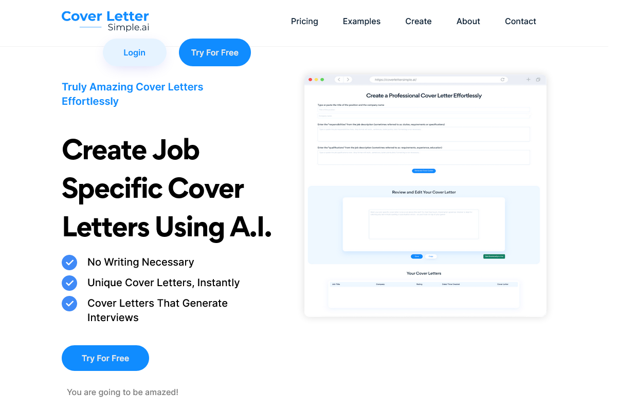 AI Tool | CoverLetterSimple.ai