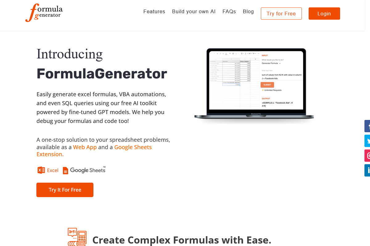 AI Tool | Formula Generator