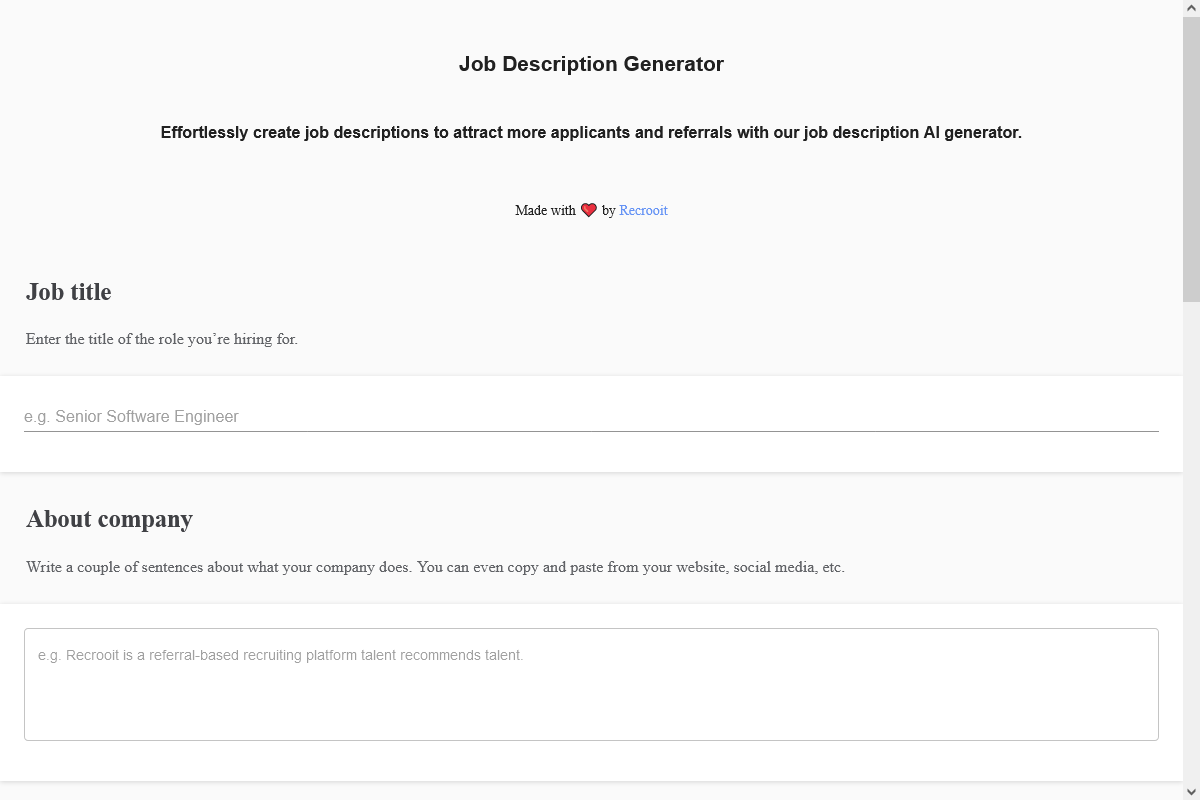 AI Tool | Job Description Generator