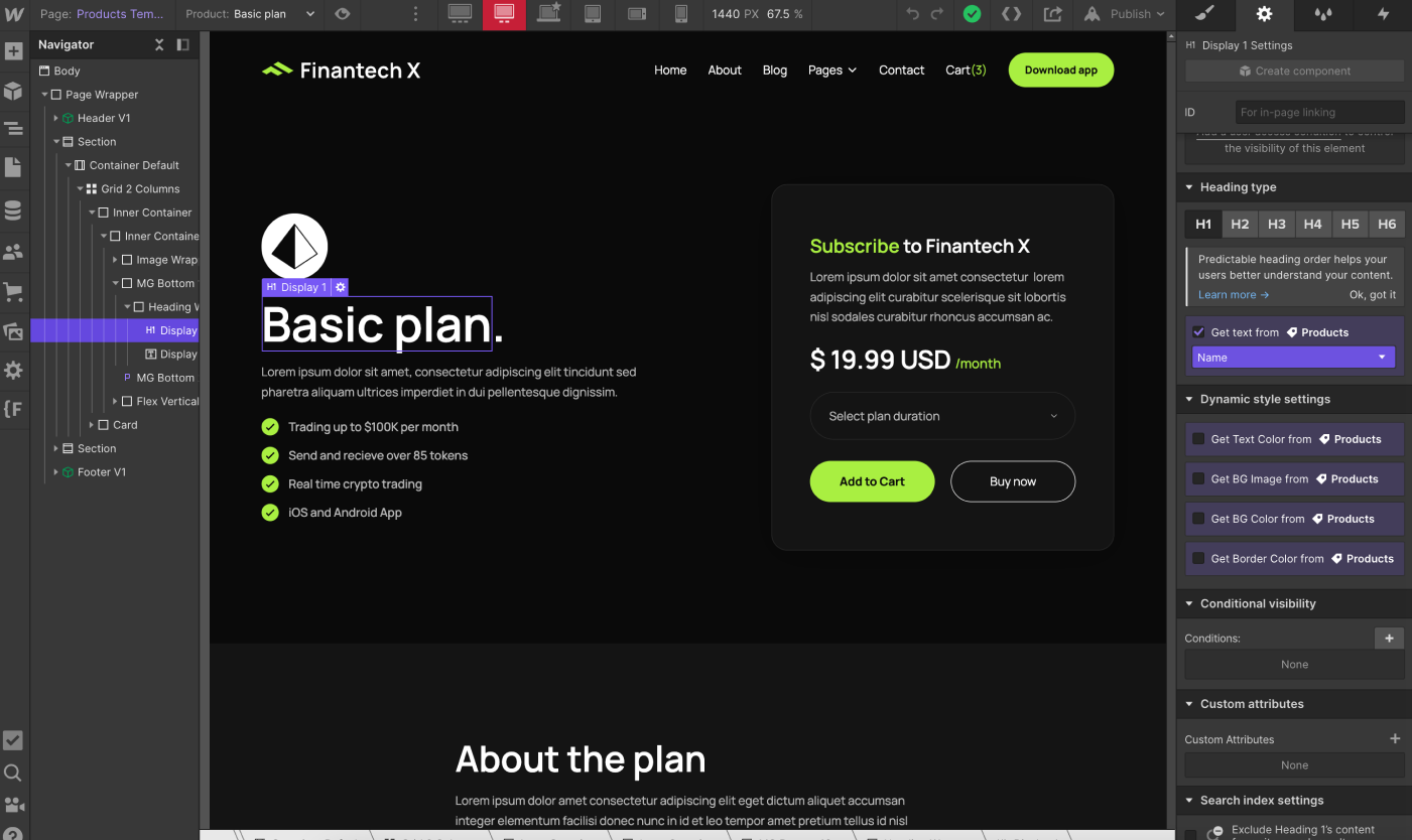 Start Here - Finantech X - Webflow Ecommerce website template