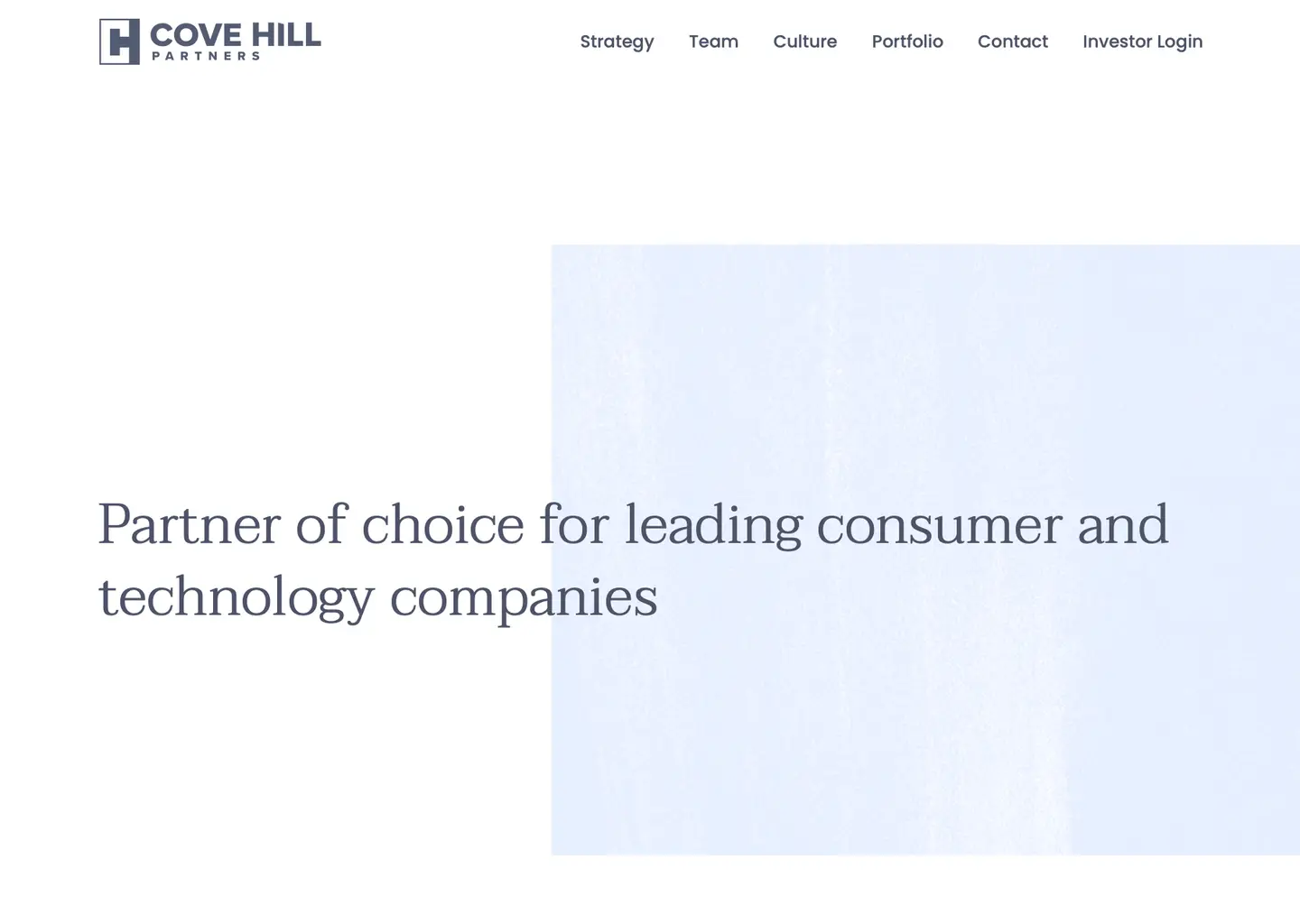 Cove Hill Partners | Narrow Labs Web Design Inspiration