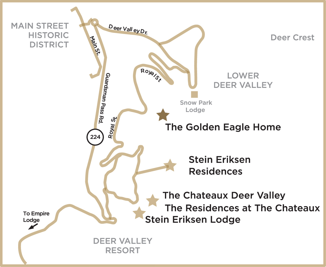 The Golden Eagle Park City Rental Home Area Map & Floor Plans