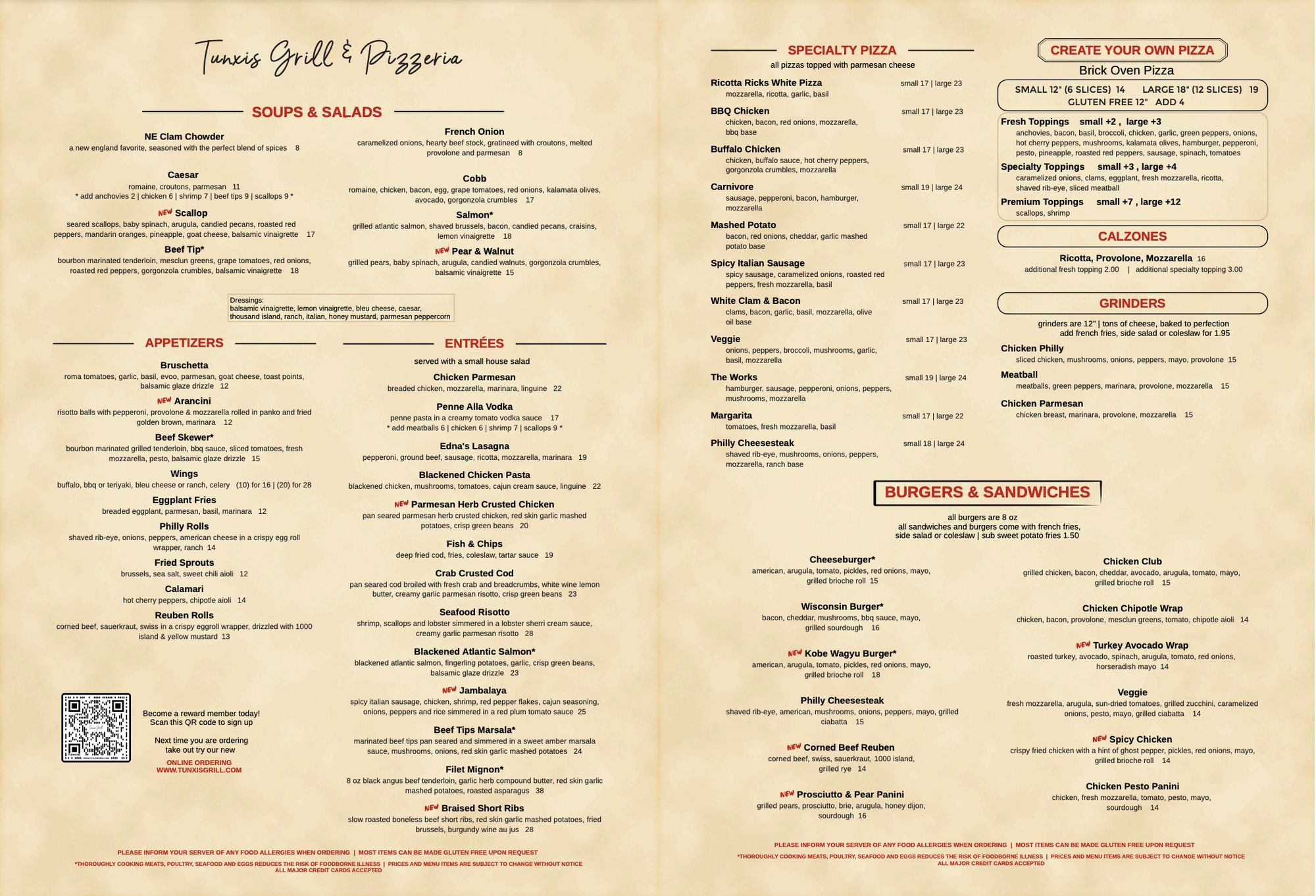 Tunxis Grill & Pizzeria | Menus | Windsor, CT