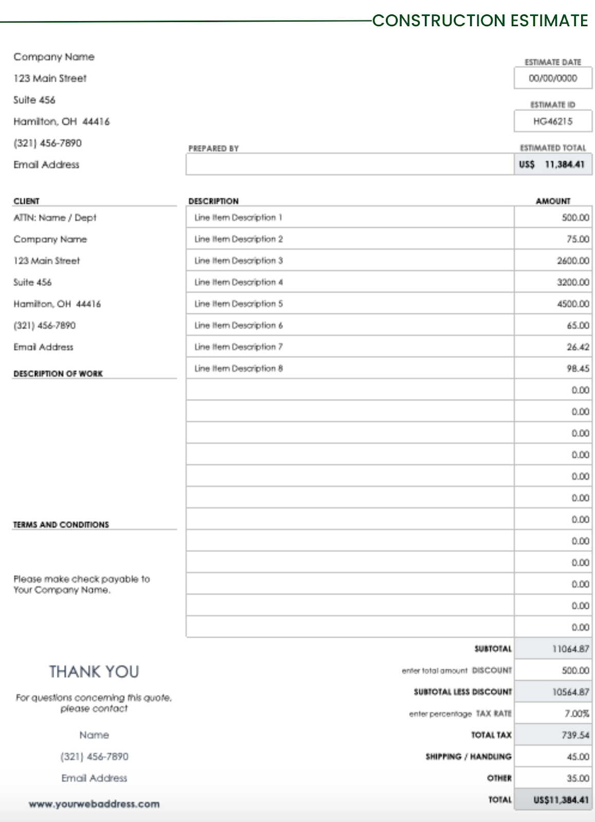 5 Free Construction Estimate Templates That General Contractors Need To 