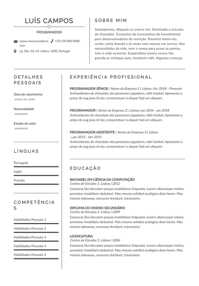 Exemplo de currículo de programador e recursos para criares o teu