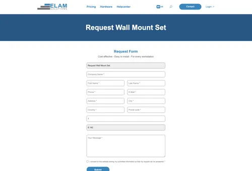 Wall mount set Request - ELAM Solutions